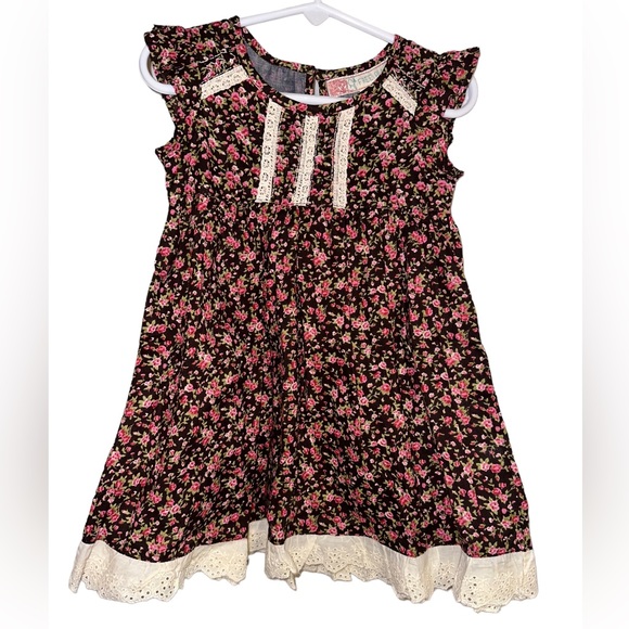 Free Planet | Dresses | New Free Planet 2t Dress Brown Mini Rose Lace ...